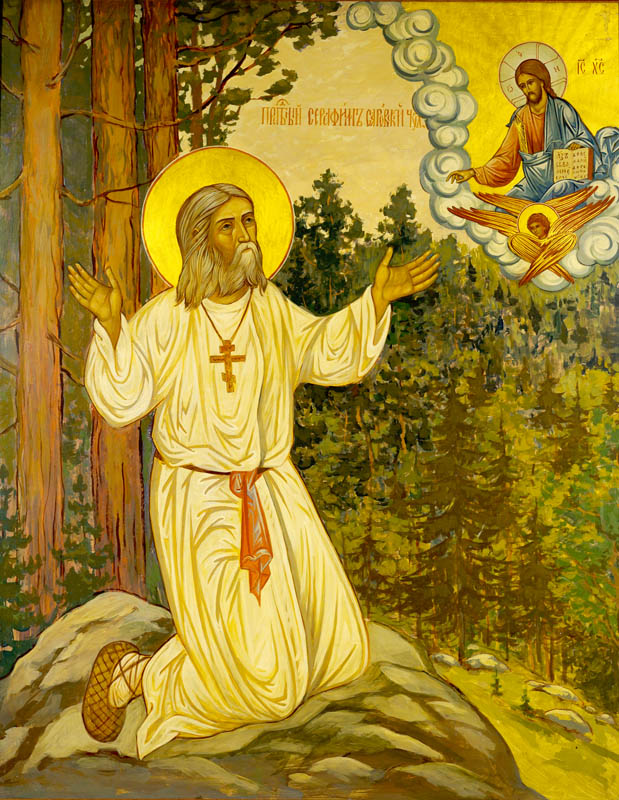 St Seraphim of Sarov, Praying on the Stone – Damascene Gallery
